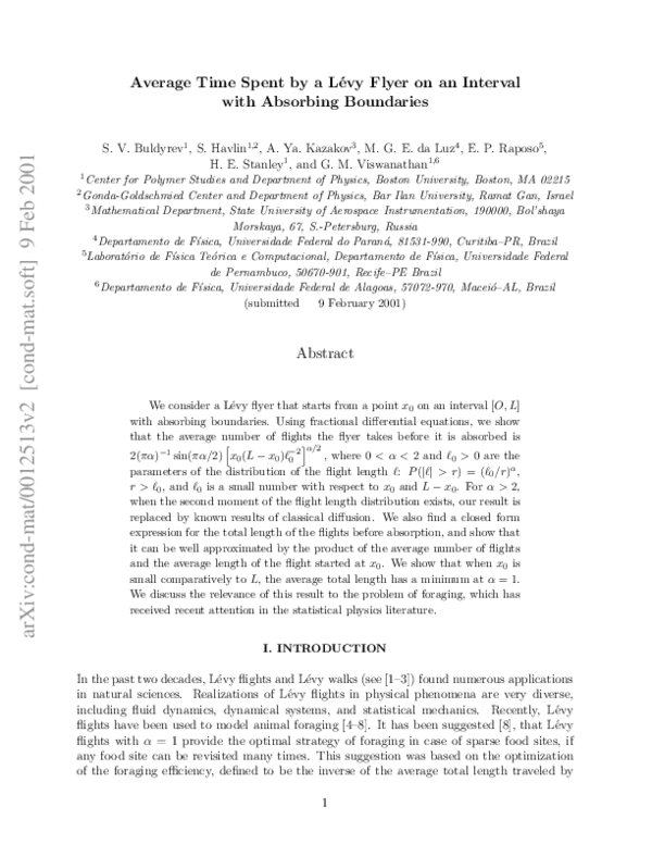 (PDF) Average Time Spent by a Levy Flyer on an Interval with Absorbing ...