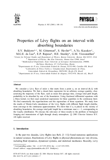 (PDF) Properties of Lévy flights on an interval with absorbing boundaries
