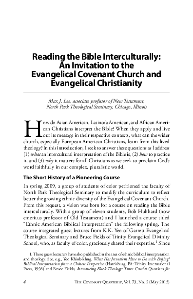 (PDF) Reading the Bible Interculturally: An Invitation to the ...