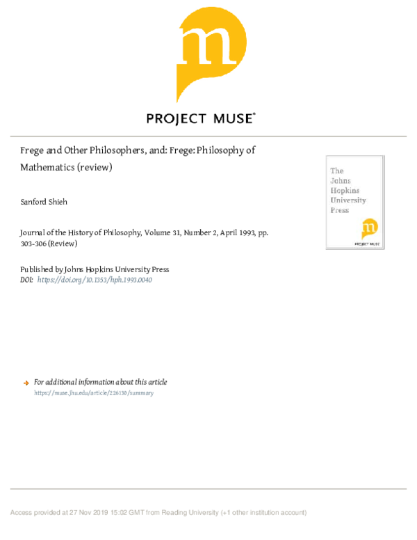 (PDF) Frege and Other Philosophers, and: Frege: Philosophy of ...