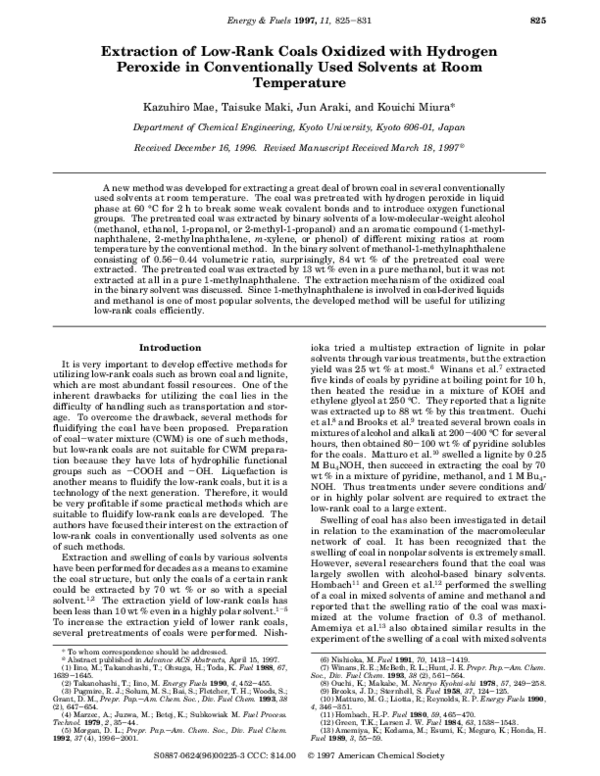 (PDF) Extraction of Low-Rank Coals Oxidized with Hydrogen Peroxide in ...