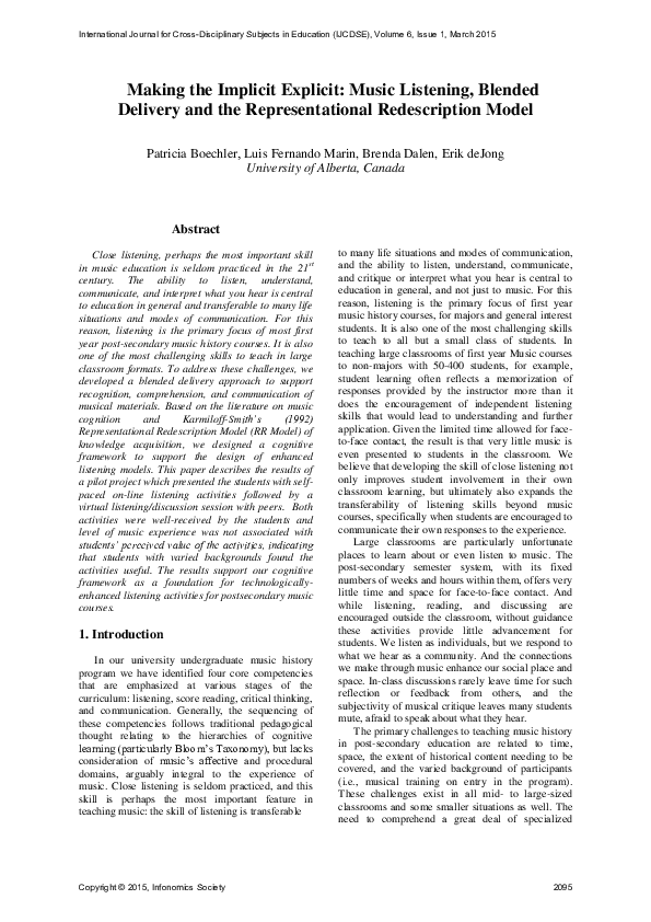 (PDF) Making the Implicit Explicit: Music Listening, Blended Delivery and the Representational ...