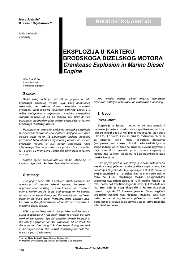 (PDF) Crankcase Explosion in Marine Diesel Engine