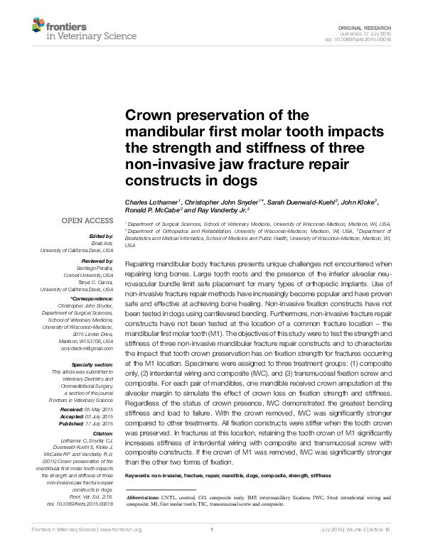 (PDF) Crown Preservation of the Mandibular First Molar Tooth Impacts ...