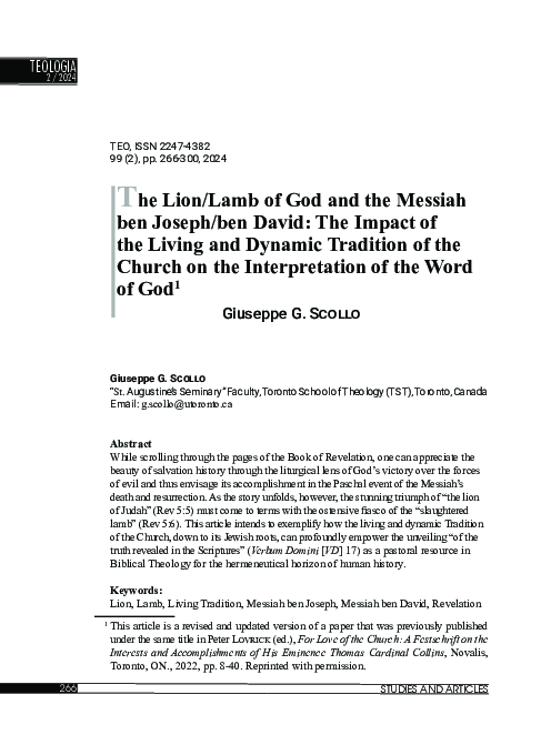 (PDF) "The Lion/Lamb of God and the Messiah ben Joseph/ben David: The ...