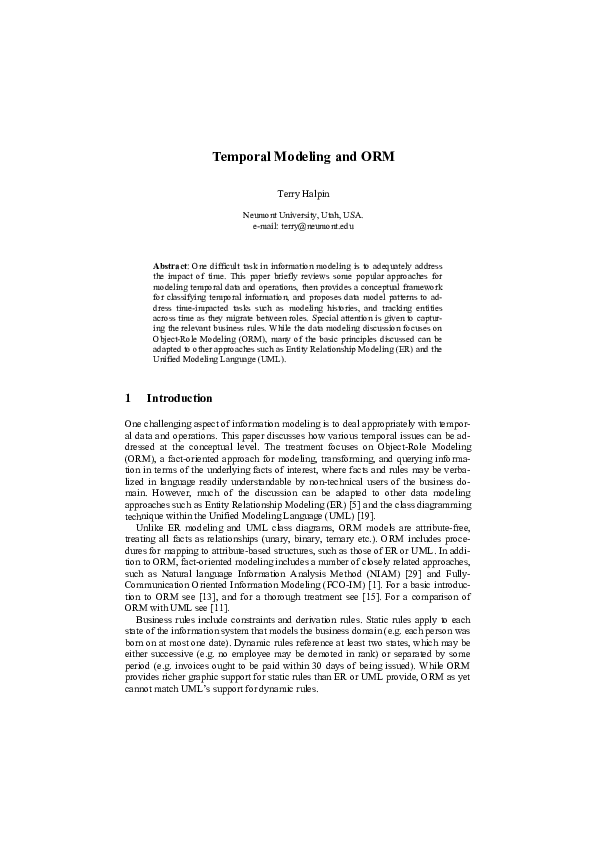(PDF) Temporal Modeling and ORM