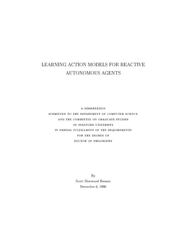 (PDF) Learning action models for reactive autonomous agents