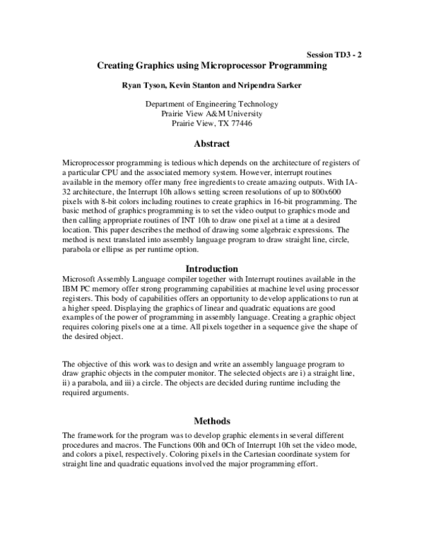 (PDF) Creating Graphics using Microprocessor Programming