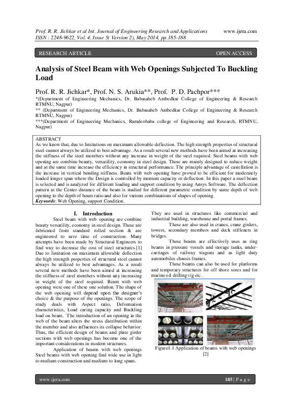 (PDF) Analysis of Steel Beam with Web Openings Subjected To Buckling Load