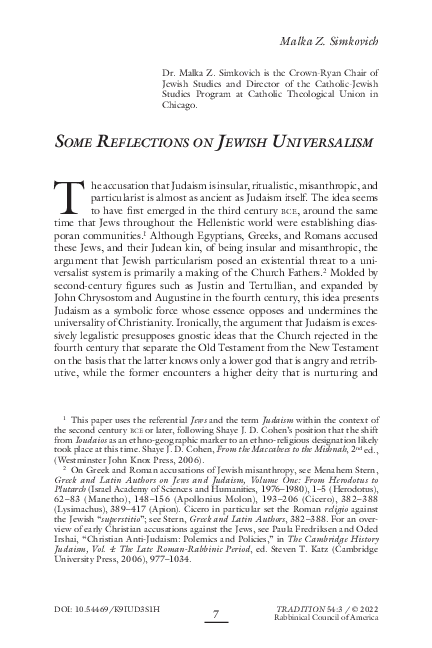 (PDF) Some Reflections on Jewish Universalism
