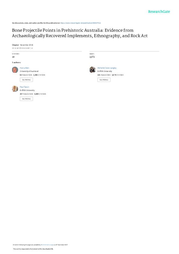 (PDF) Bone Projectile Points in Prehistoric Australia: Evidence from ...