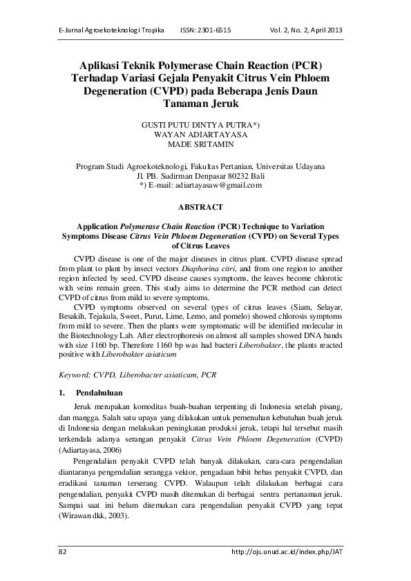 (PDF) Aplikasi Teknik Polymerase Chain Reaction (PCR) Terhadap Variasi ...