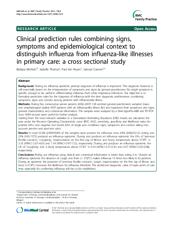 (PDF) Clinical prediction rules combining signs, symptoms and ...