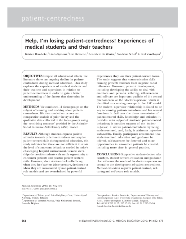 (PDF) Help, I’m losing patient-centredness! Experiences of medical ...