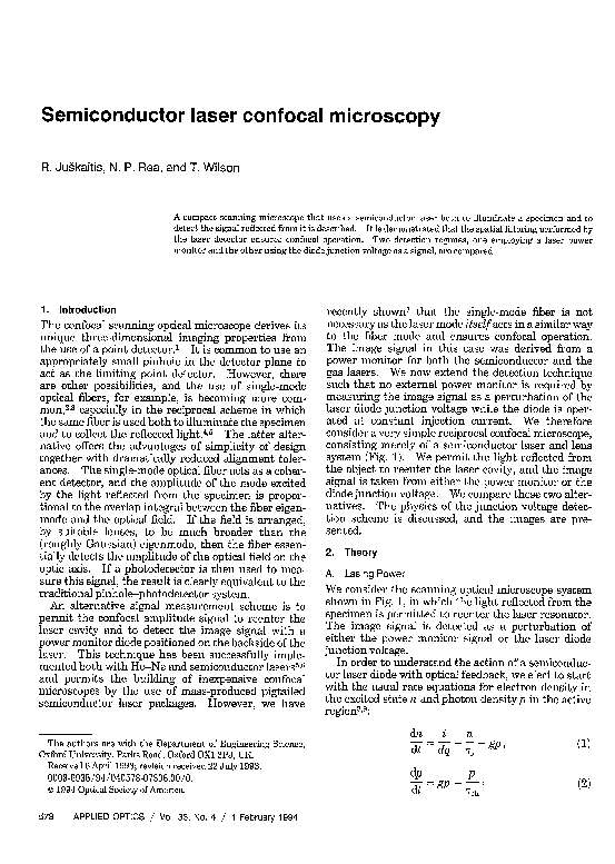 (PDF) Semiconductor laser confocal microscopy