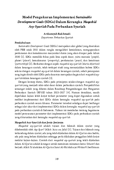 (PDF) SDGs Dalam Kerangka Maqashid Asy-Syari'ah pada Perbankan Syariah ...