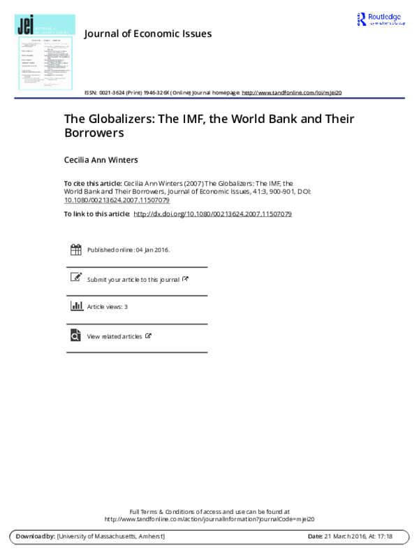 (PDF) The Globalizers: The IMF, The World Bank, and Their Borrowers
