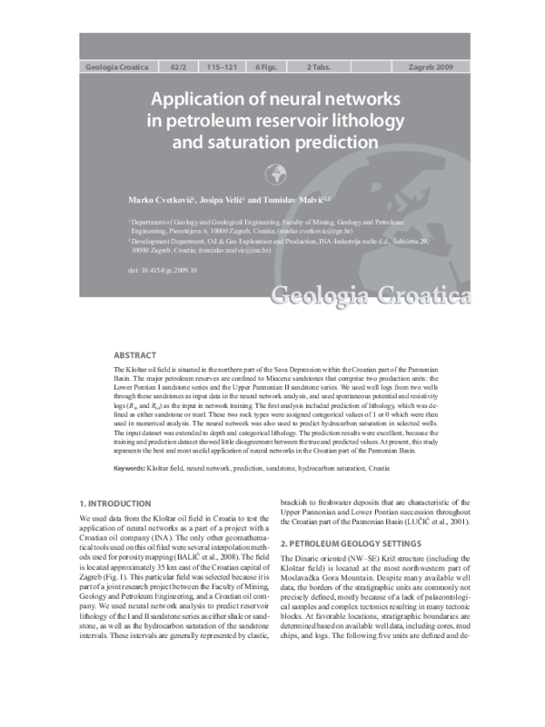 (PDF) Application of Neural Networks in Petroleum Reservoir Lithology and Saturation Prediction