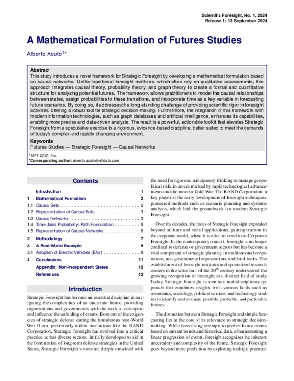 (PDF) A Mathematical Formulation of Futures Studies