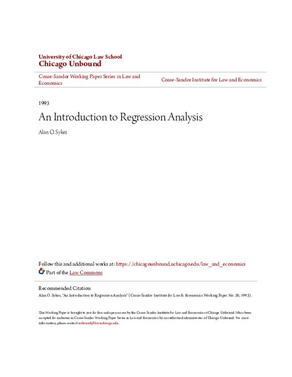 (PDF) Introduction to Regression Analysis