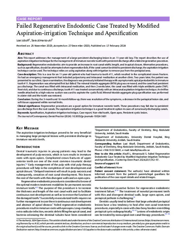 (PDF) Failed Regenerative Endodontic Case Treated by Modified ...