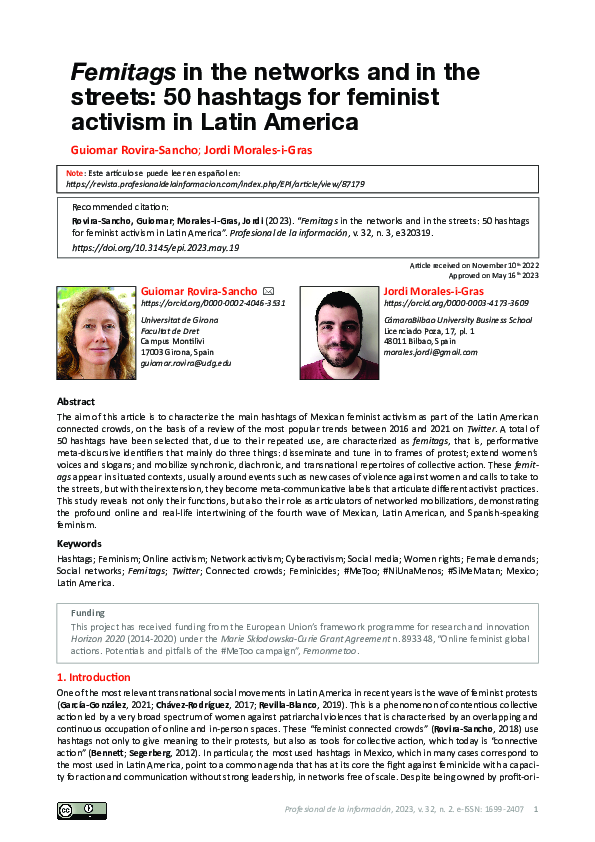 (PDF) Femitags in the networks and in the streets: 50 hashtags for ...