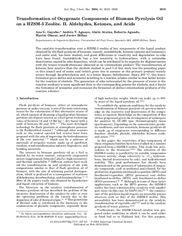 (PDF) Transformation of Oxygenate Components of Biomass Pyrolysis Oil ...