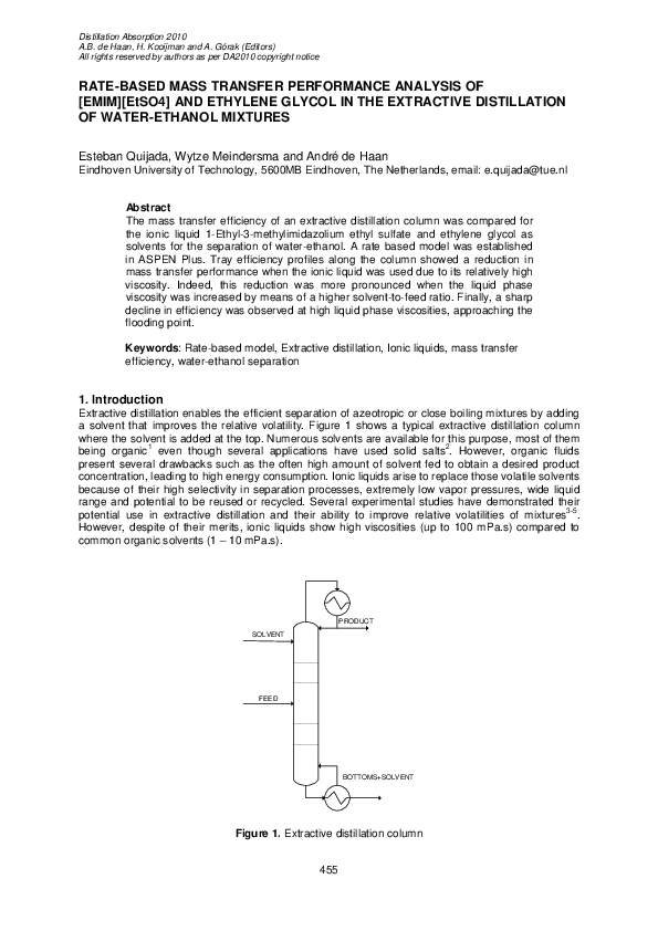 (PDF) Rate-based mass transfer performance analysis of [EMIM][EtSO4] and ethylene glycol in the ...
