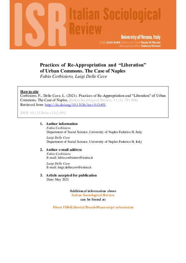 (PDF) Practices of Re-Appropriation and "Liberation" of Urban Commons ...