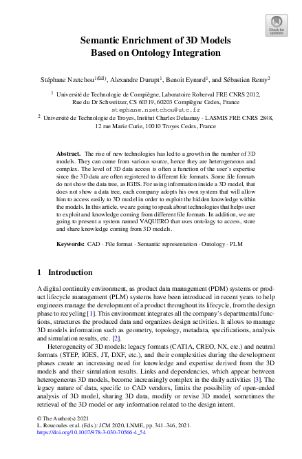 (PDF) Semantic Enrichment of 3D Models Based on Ontology Integration