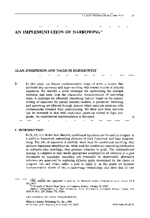 (PDF) An implementation of narrowing