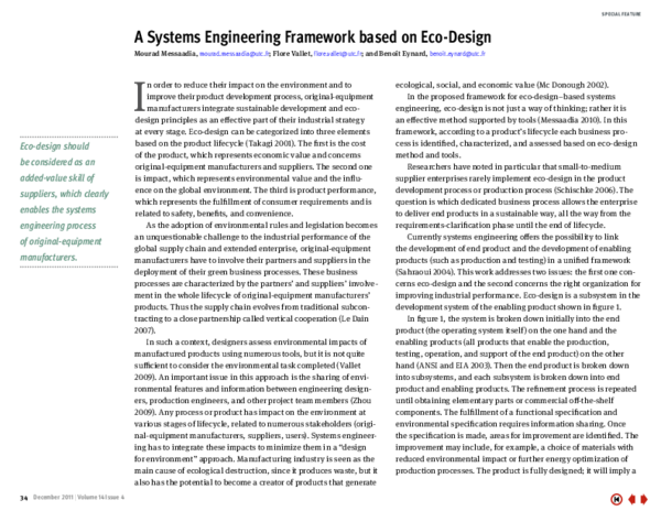 (PDF) A Systems Engineering Framework based on Eco‐Design