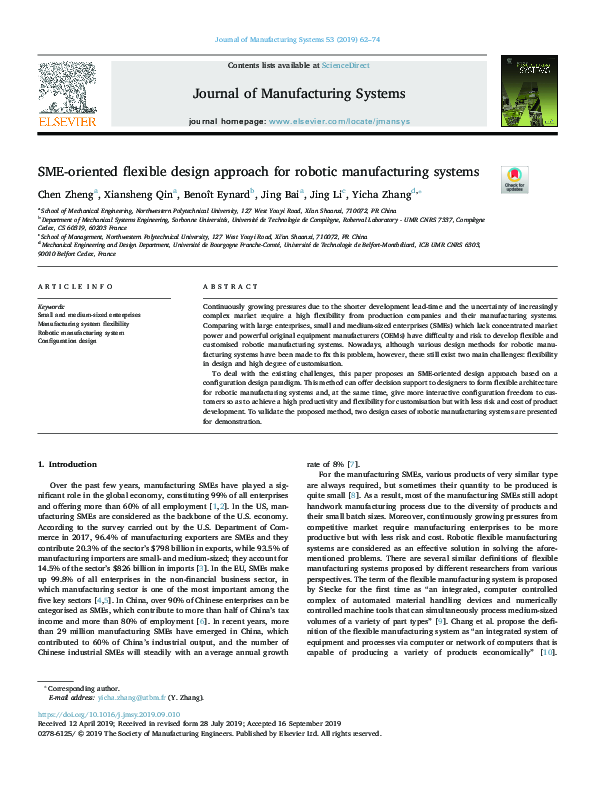 (PDF) SME-oriented flexible design approach for robotic manufacturing systems