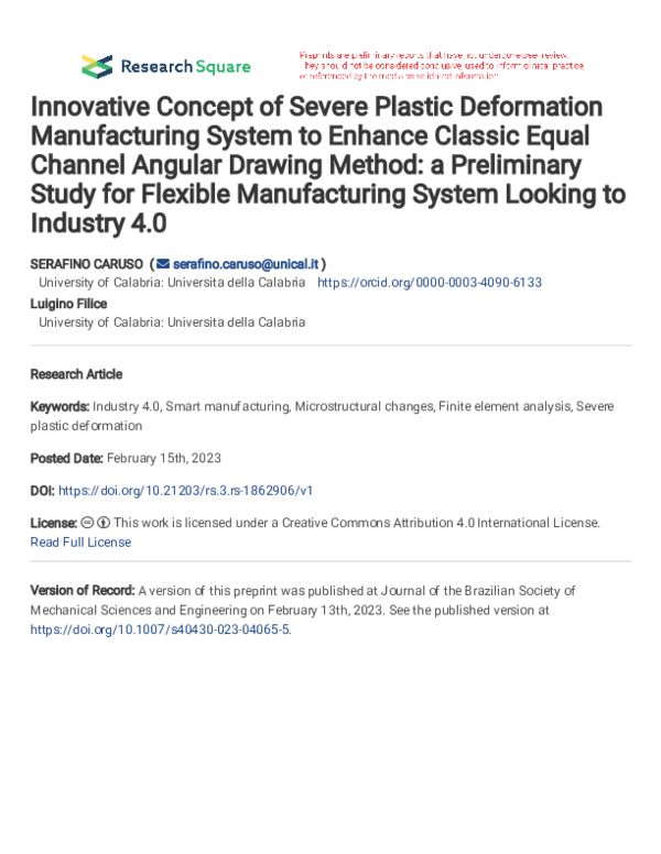 (PDF) Innovative Concept of Severe Plastic Deformation Manufacturing ...