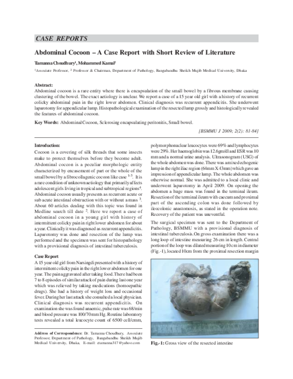 (PDF) Abdominal Cocoon – A Case Report with Short Review of Literature
