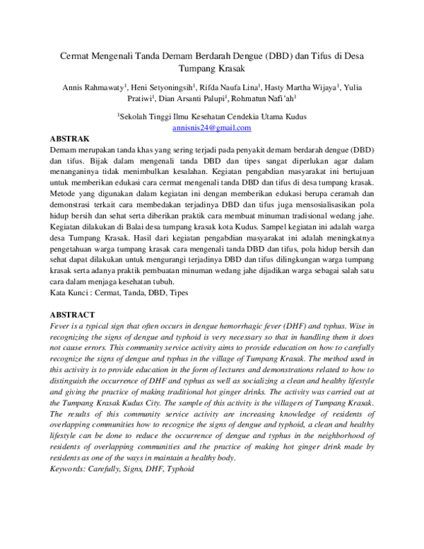 (PDF) Cermat Mengenali Tanda Demam Berdarah Dengue (DBD) dan Tipes di ...