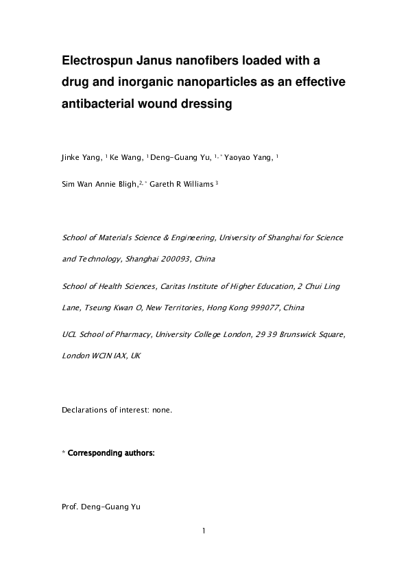 (PDF) Electrospun Janus nanofibers loaded with a drug and inorganic nanoparticles as an ...