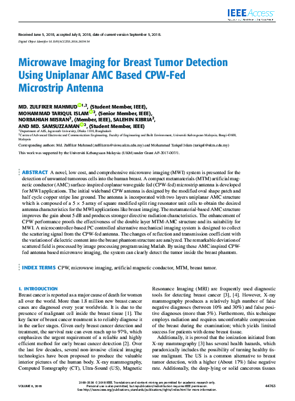 (PDF) Microwave Imaging for Breast Tumor Detection Using Uniplanar AMC Based CPW-Fed Microstrip ...