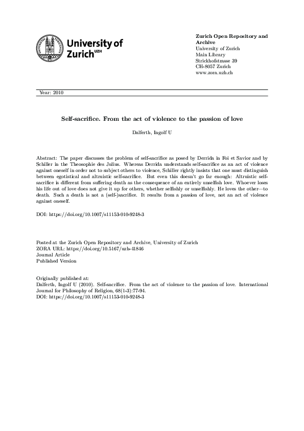 (PDF) Self-sacrifice