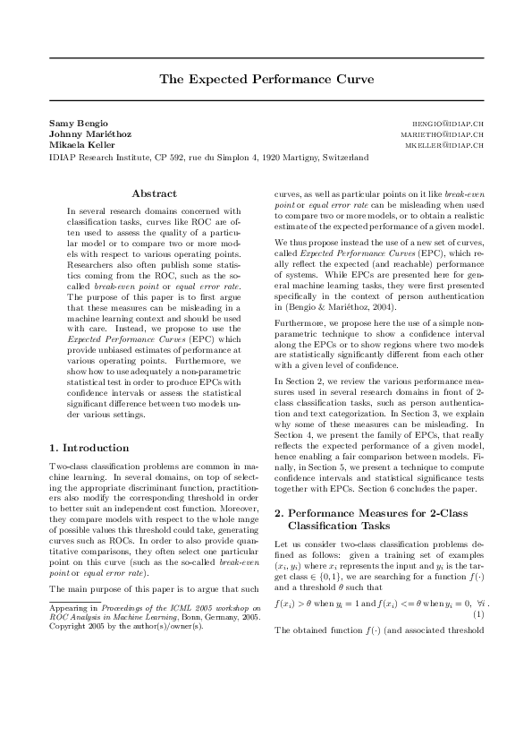 (PDF) The expected performance curve