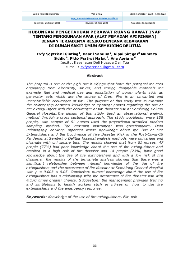 (PDF) Hubungan Pengetahuan Perawat Ruang Rawat Inap Tentang Penggunaan ...