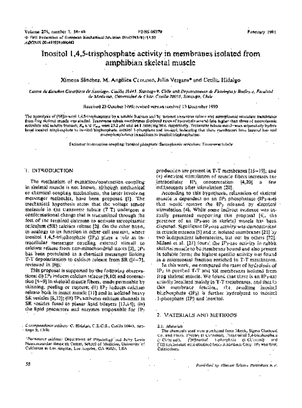 (PDF) Inositol 1,4,5‐trisphosphate activity in membranes isolated from amphibian skeletal muscle