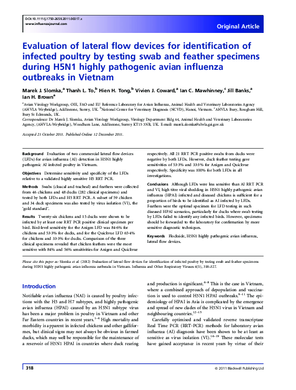 (PDF) Evaluation of lateral flow devices for identification of infected ...