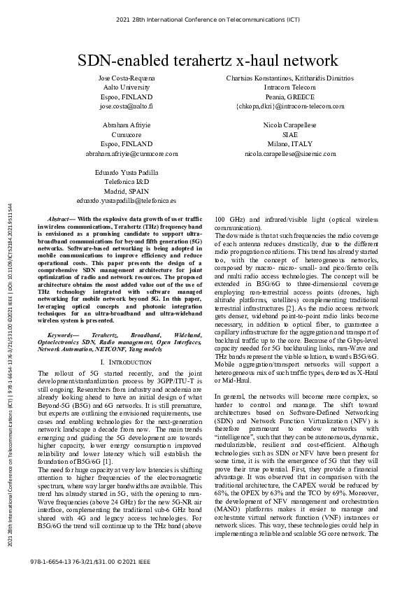 (PDF) SDN-enabled terahertz x-haul network
