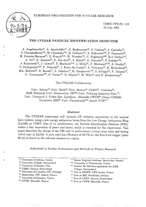 (PDF) The CPLEAR particle identification detector