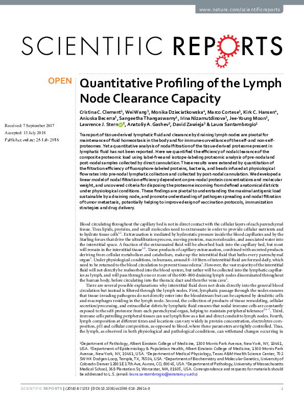 (PDF) Quantitative Profiling of the Lymph Node Clearance Capacity | D ...