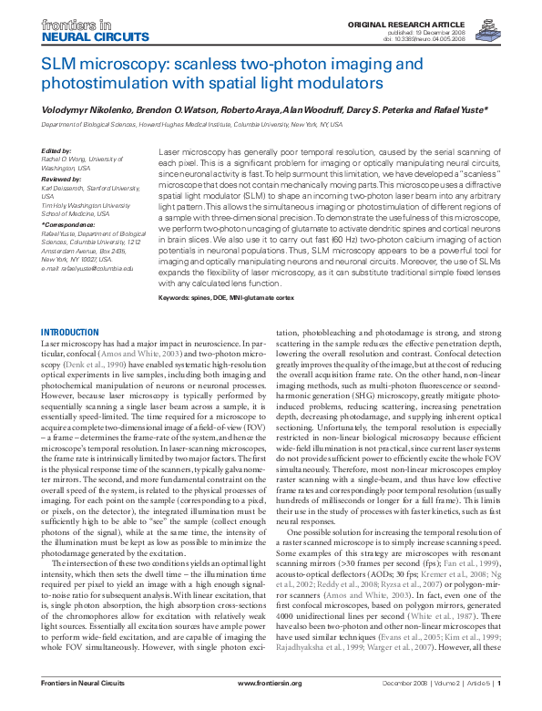 (PDF) SLM microscopy: scanless two-photon imaging and photostimulation using spatial light ...