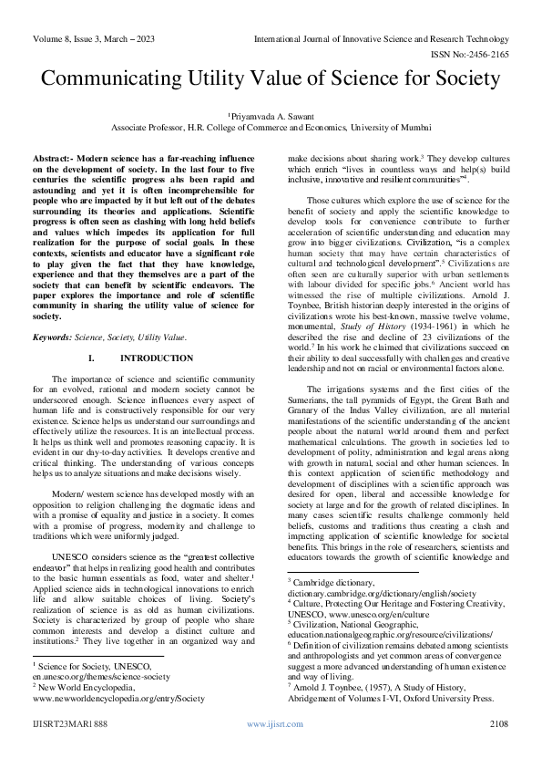 (PDF) Communicating Utility Value of Science for Society