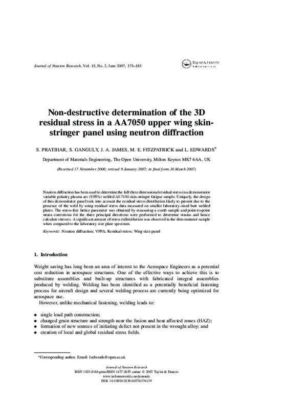 (PDF) Non-destructive determination of the 3D residual stress in a ...