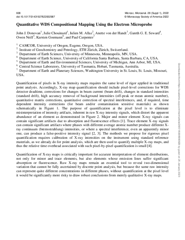 (PDF) Quantitative WDS Compositional Mapping Using the Electron Microprobe